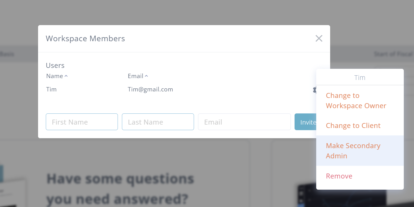 Workspace Team Setup/Manage