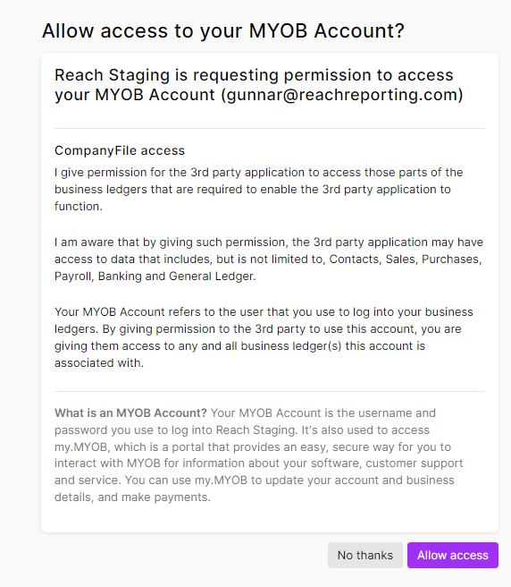 How to Connect MYOB to Reach Reporting